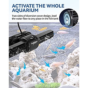 Poafamx Wave Maker for Aquarium with Controller 50W for Min 1.2m/3.9ft Long Fish Tank Above 100 Gallon Saltwater and Freshwater Cross Flow Water Circulation Pump Magnet Suction Base 110V