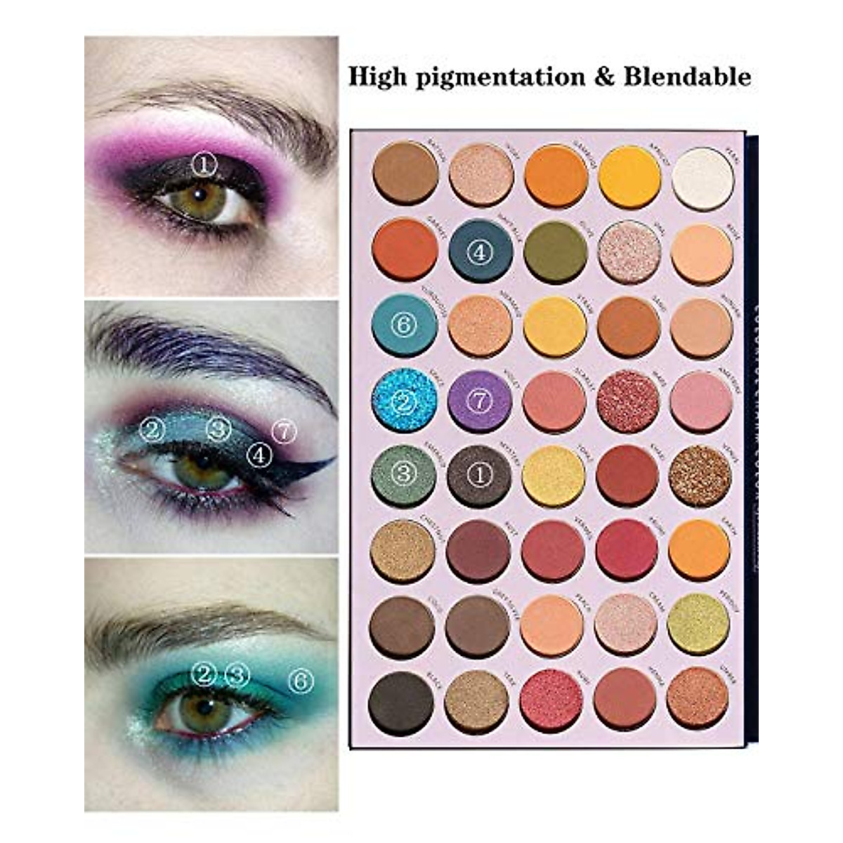 MYUANGO Reversal Planet Eyeshadow Palette - 40 Shades Matte Shimmer Glitter Makeup Palette for Beginners - Waterproof, Blendable, Long-Lasting - Cruelty-Free