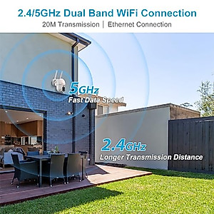 2K 4MP Security Camera Outdoor, 2560×1440P Ctronics PTZ Camera Outdoor 2.4G WiFi CCTV IP Camera for Home Security Human Detection & Auto Tracking Custom Sound Alarm Color Night Vision 2-Way Audio IP66