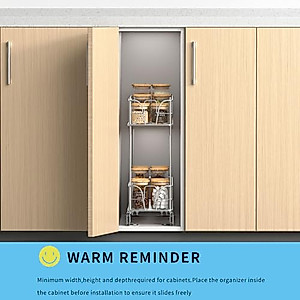 IPARTS EXPERT 7 Inch Narrow Sliding Organizer, Double Tire Pull Out Shelf Storage Wire Basket,Chrome Pull-Out Home Organizers for Kitchen Spice Rack
