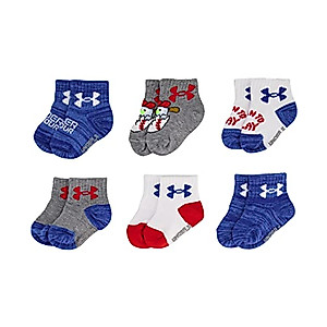 Under Armour Baby Boys Multi Pack Quarter Sock, Baseball Blue, 2-4T US