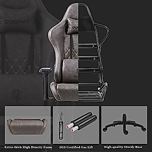 Dowinx Gaming Chair Ergonomic Racing Style Recliner with Massage Lumbar Support,4D armrests Game Chair for Computer PU Leather with Retractable Footrest Brown