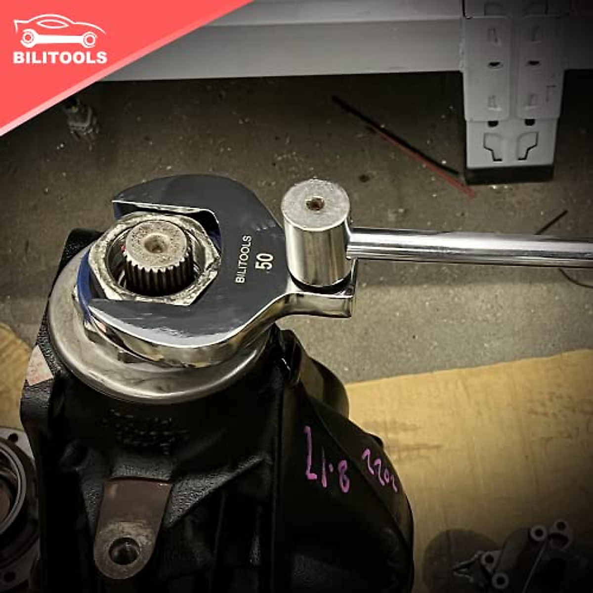 BILITOOLS 14-Piece Jumbo Crows Foot Wrench Set, 1/2" Drive Big Crowfoot Wrench, SAE, 1-1/16" - 2" mm, CR-V Steel