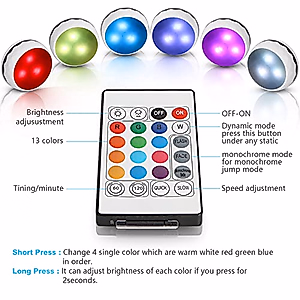 NARUNDREN Puck/Closet/Under Cabinet Lights with Remote, Color Changing, Dimmable for Christmas, Display Cabinet (6 Packs)