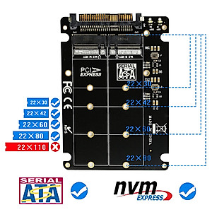 CERRXIAN SFF-8639 NVME U.2 to NGFF M.2 M Key & B Key SSD Adapter for 2280 2260 2242 2230 SSD (Not SATA Interface)