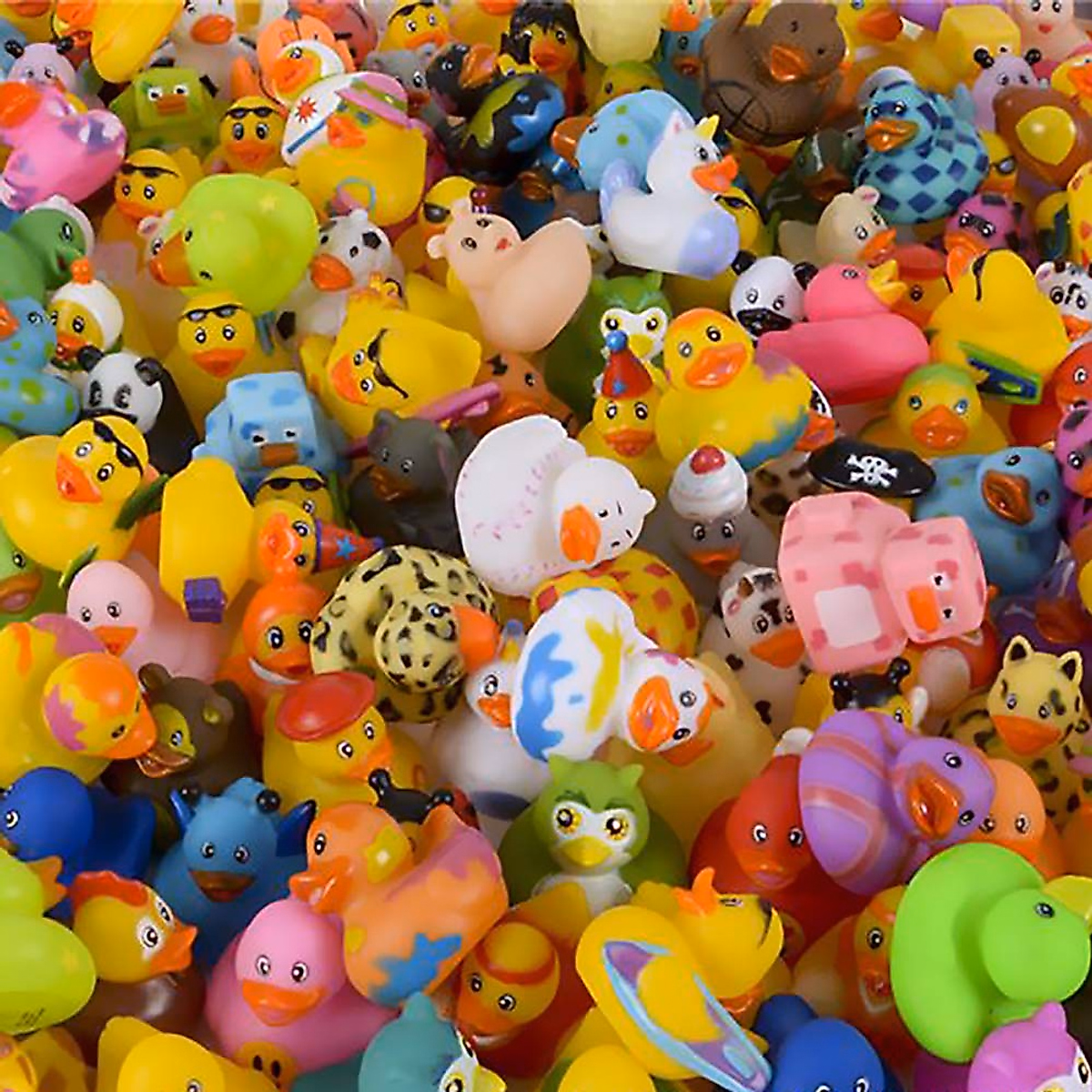 Chochkees Assorted Rubber Ducks Toy Duckies for Kids and Toddlers, Bath Birthday Baby Showers Classroom, Summer Beach and Pool Activity, 2" Inches (50-Pack)