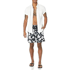 Amazon Essentials Men's 9" Quick-Dry Swim Trunk, Black Hibiscus Flower, XX-Large
