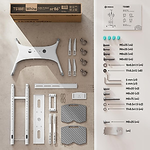 ONKRON Mobile TV Stand on Wheels for 50-86 Inch TVs up to 200 lbs, Height Adjustable TV Stand Portable max VESA 800x500 TV Moving Stand/Rolling, Mobile TV Cart with Shelves White