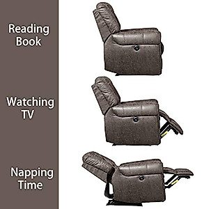 ANJ Electric Recliner Chair W/Breathable Bonded Leather, Classic Single Sofa Home Theater Recliner Seating W/USB Port (Smoky Gray)