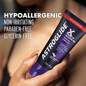 Astroglide Silicone Lube (3oz), X Premium Gel Personal Lubricant for Vaginal and Anal Sex, No Drip Stay-Put, Long-Lasting for Men, Women and Couples, Waterproof for Water Play