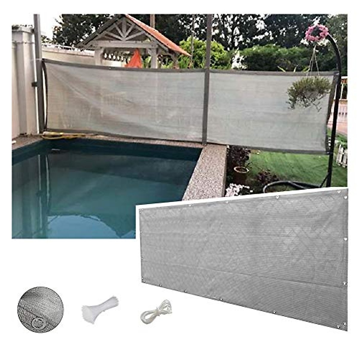 LIANGJUN Shading Sunshade Net, Fence Privacy Screen Windscreen Encryption Thicken Partition Balcony Deck Backyard Outdoor, with Bindings Grommets (Color : Gray, Size : 1.2x3m)