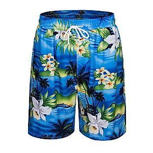 TUNEVUSE Men Hawaiian Shirt and Short Set 2 Picece Beach Outfit Summer Tropical Floral Print Matching Luau Short Suits Flower Print Light Blue XX-Large