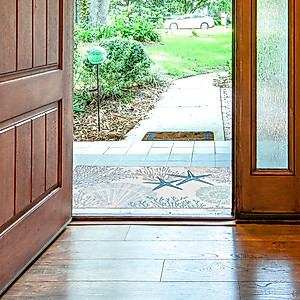 Tritard Coastal Area Rug 2x3 - Small Machine Washable Foldable Throw Rugs Non-Slip Beach Ocean Entryway Doormat Indoor Entrance Carpet for Kitchen Bathroom Laundry Bedroom Living Room, Blue