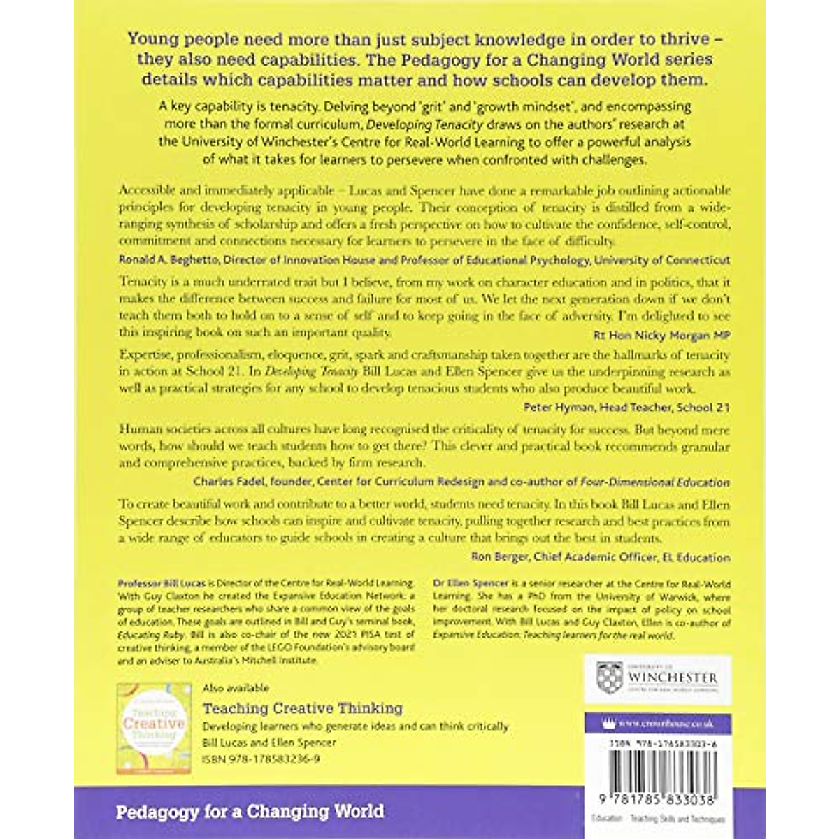 Developing Tenacity; Teaching learners how to persevere in the face of difficulty (Pedagogy for a Changing World series)