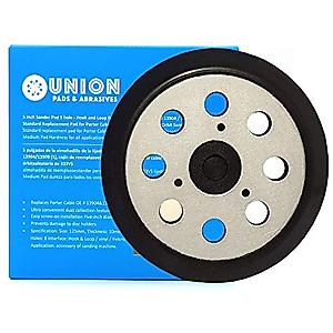 Union Pads & Abrasives OEM1 5 Inch 8 Hole Replacement Sander Hook and Loop Orbital Sander Pad for DeWalt 151281-08, DW4388 Fits DeWalt DW421, DW423, D26453, D26451, DW422, Porter Cable 390K 382 343/VS
