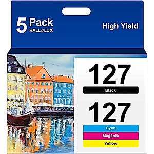 127 Ink Cartridge Remanufactured for Epson 127 XL T127XL to use with WF-3520 WF-3540 WF-7010 WF-7510 WF-7520 Printer (2 Black, 1 Cyan, 1 Magenta, 1 Yellow)