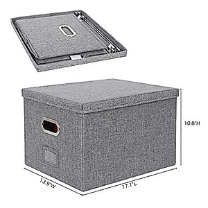 ATBAY File Storage Box Collapsible Large Capacity Office File Organizer for Letter/Legal Size Hanging File Folder Box, Gray 1Pack