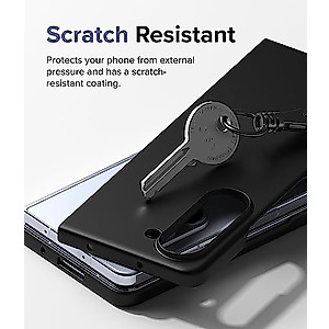 Ringke Slim [Minimalist Fit] Compatible with Samsung Galaxy Z Fold 5 Case for Women and Men, Simple Modern Sleek Design, Protective Sturdy Solid 5G Cover with Lanyard Hole - Black