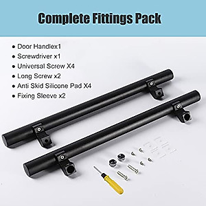 Contemporary Interior Exterior Front Door Handle, Glass Shower Push Pull Door Handle, Heavy Duty Sliding Barn Door Handles, Double Sided, 24/31/39/47/59 Inch Long (Brushed Black 50cm/19.7in)