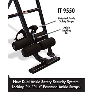 Body Vision IT9550 Deluxe Inversion Table with Adjustable Head Rest & Lumbar Support Pad, - Heavy Dutyup to 250 lbs., Red