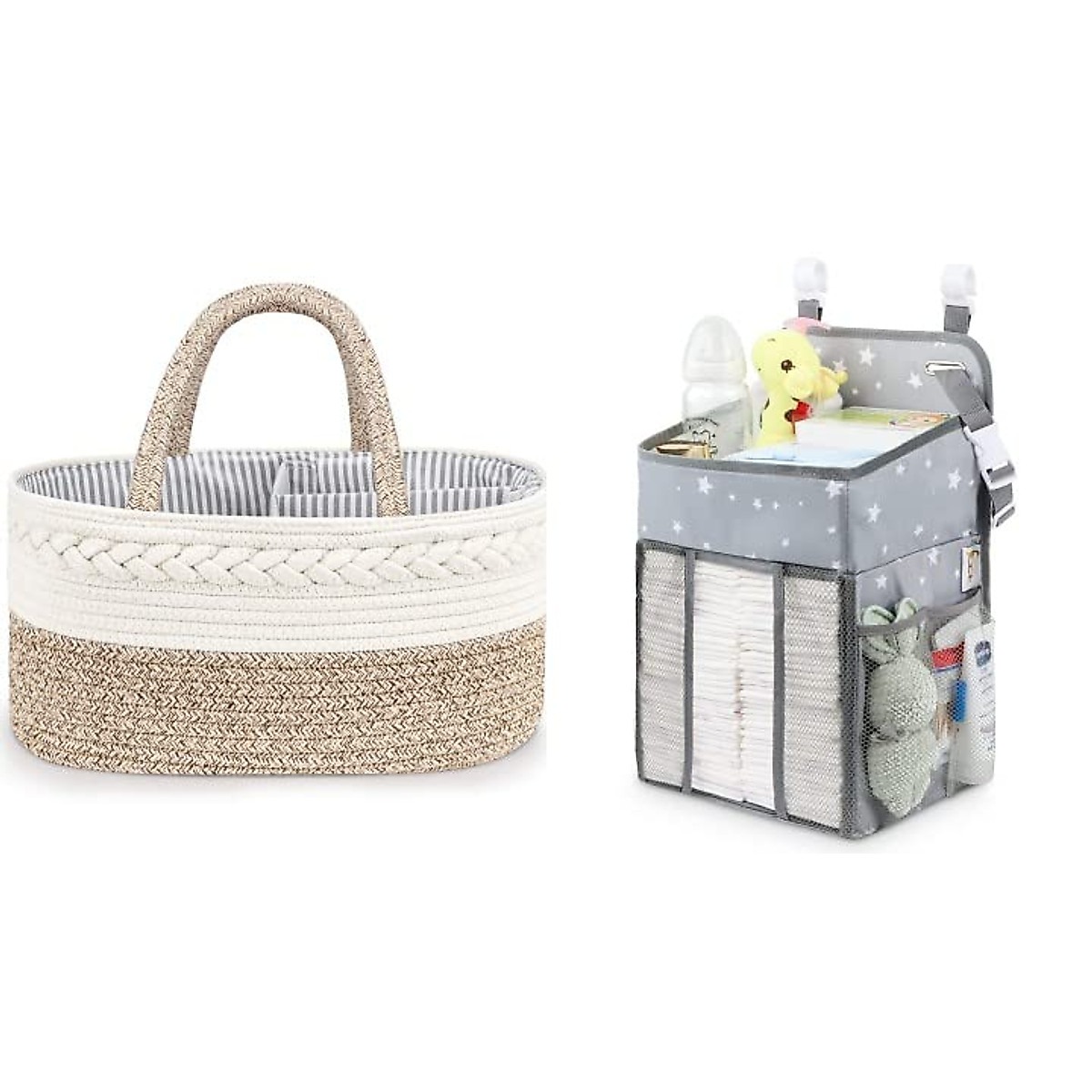 Maliton Extra Large Diaper Caddy for Baby Stuff and Baby Hanging Diaper Stacker