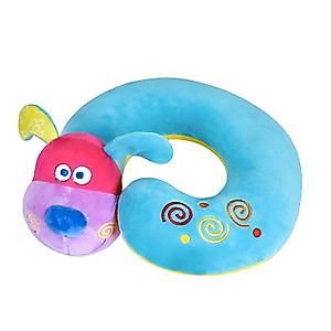 qianliyer Kids Neck Pillow for Traveling - Essential for Toddler Road Trips and Airplane Travel Comfortable Travel Pillow for Kids - Cute Dog Plush Toy with Chin Support Kids