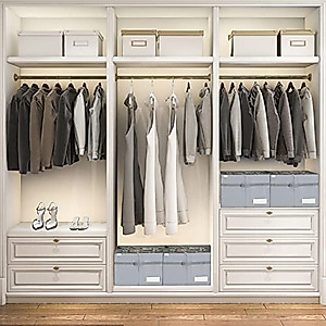 LUVHOMEE Shoe Organizer for Closet, Fits 16 Pairs, Large Shoe Box Storage Containers, Clear Foldable Shoe Storage Bins w/Bottom Support, Space Saving Shoes Holder w/Reinforced Handles, Gray