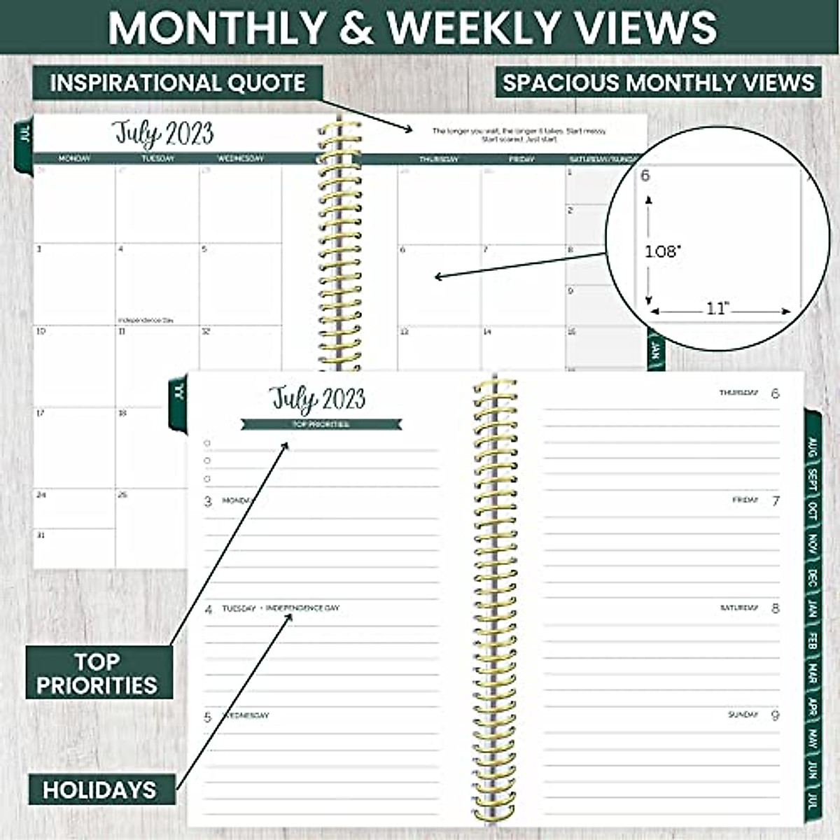bloom daily planners 2023-2024 Pocket Planner - 4” x 6” - (July 2023 - July 2024) - MINI Weekly/Monthly Agenda Organizer & Calendar Book - Boho Greenery