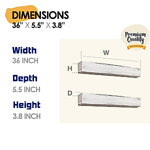 ROOREVO Wall Floating Shelves, Rustic Wood Shelf for Wall Mounted - Wooden Handmade Shelves for Bathroom Kitchen Livingroom(Distressed White, 36 Inch - 2 Pack