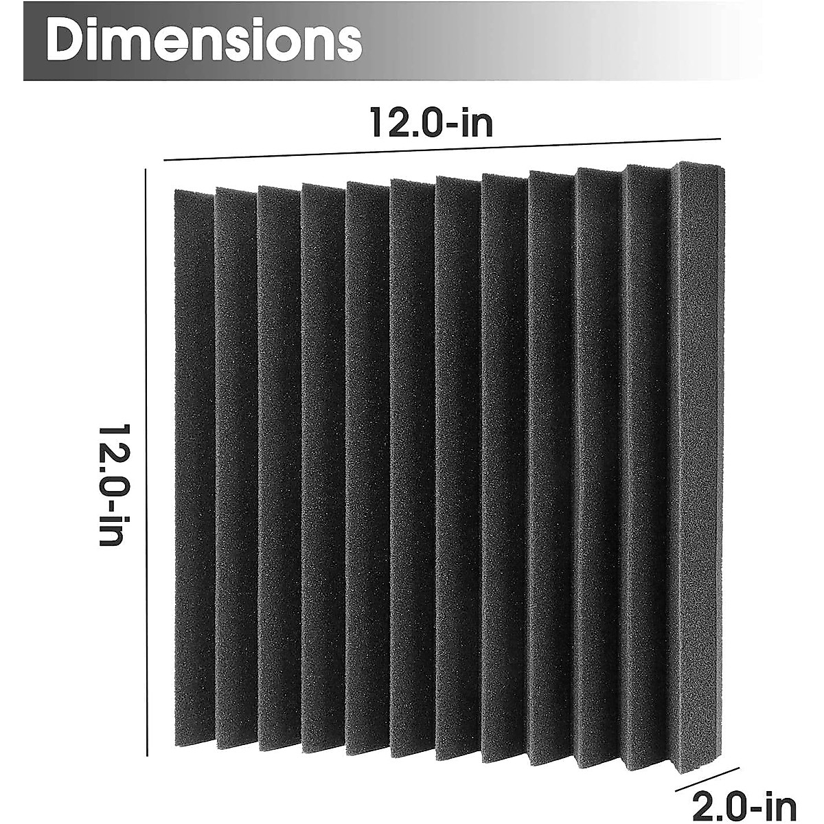 Acoustic Foam Panels 24 Pack 2”x12”x12” Sound Proof Padding Soundproofing Studio Foam Wedges (24 Square Feet)