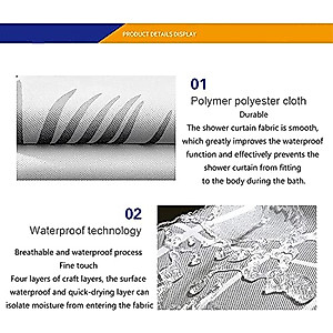 KAYEF Hayzbao 4-Piece Shower Curtain Set Featuring Non-Slip Rugs, Toilet Lid Cover, and Bath Mat - 180x180cm Shower Curtain in Matching Style Included. (2)