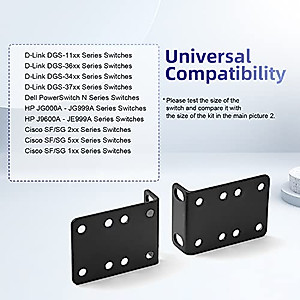 PhyinLan Rack Mount Kit 19 Inch Large Compatibility Rack Ears for 17.3" Wide Cisco, D-Link, Dell PowerConnect, HP V1910, Linksys, and NETGEAR Switches