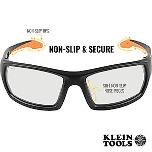Klein Tools 60163 Safety Glasses, Professional PPE Protective Eyewear with Full Frame, Scratch Resistant and Anti-Fog, Clear Lens, 5.6 x 4 inch
