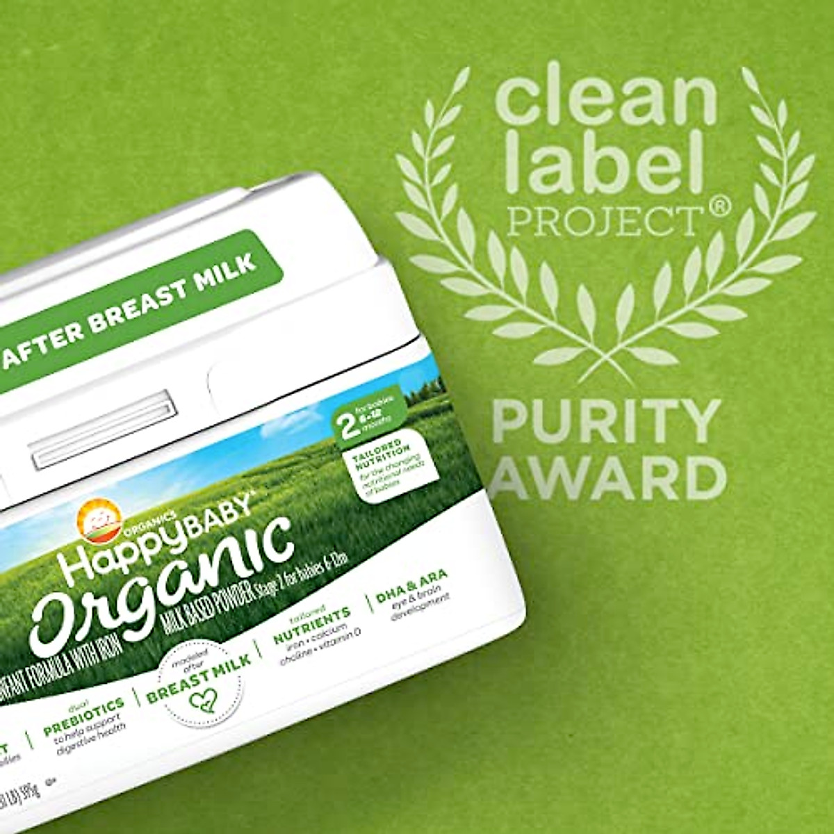 Happy Baby Organics Infant Formula, Milk Based Powder with Iron Stage 2, Packaging May Vary, Multi, 21 Oz