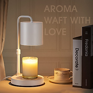 zukakii Candle Warmer Lamp Adjustable Height Dimmable Candle Lamp Warmer with Timer Compatible with Large Jar Candles No Flame Scented Candle Wax Warmer with 2 Bulbs White