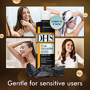 DHS Person & Covey, Inc Coal Tar Shampoo - Anti Dandruff Shampoo for Men & Women, Psoriasis Shampoo & Dandruff Hair Care for Itchy Scalp, Unscented Seborrheic Dermatitis Shampoo - 8 Fl Oz, Pack of 3