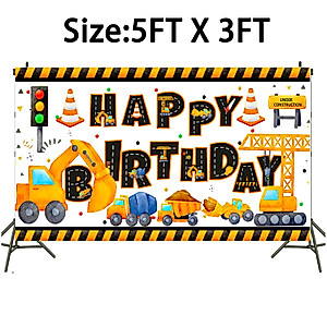 Guienco Construction Birthday Party Decorations Includes Construction Birthday Party Theme Supplies Backdrop（5FTX3FT） for Kids Birthday Party Baby Shower Partys Supplies