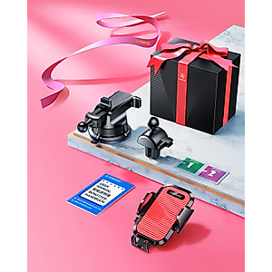 VANMASS [Pro Version] Universal Car Phone Mount [Super Suction Cup] Dashboard Phone Holder Stand, Handsfree Windshield Dash Vent Phone Holder Car, Compatible for iPhone 14 13 12 LG & Truck, Red