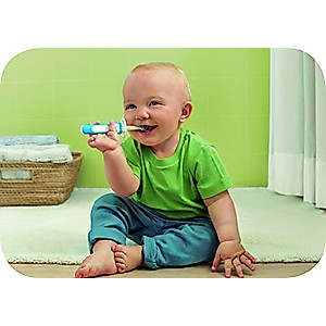 MAM Baby Toothbrushes (2 Baby's Brushes and 1 Safety Shield), Toothbrushes with Brushy the Bear Character, Interactive App, For Boys 6+ Months, Blue