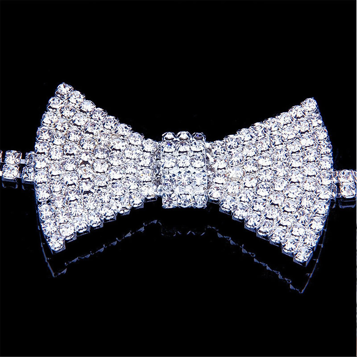 Sparkly Rhinestone Crystal Beaded Bowknot Choker Necklace Bow Tie Tennis Chain Collar Necklace for Women Party Ball Prom Nightclub Bar Wedding Costume Jewelry-C Silver
