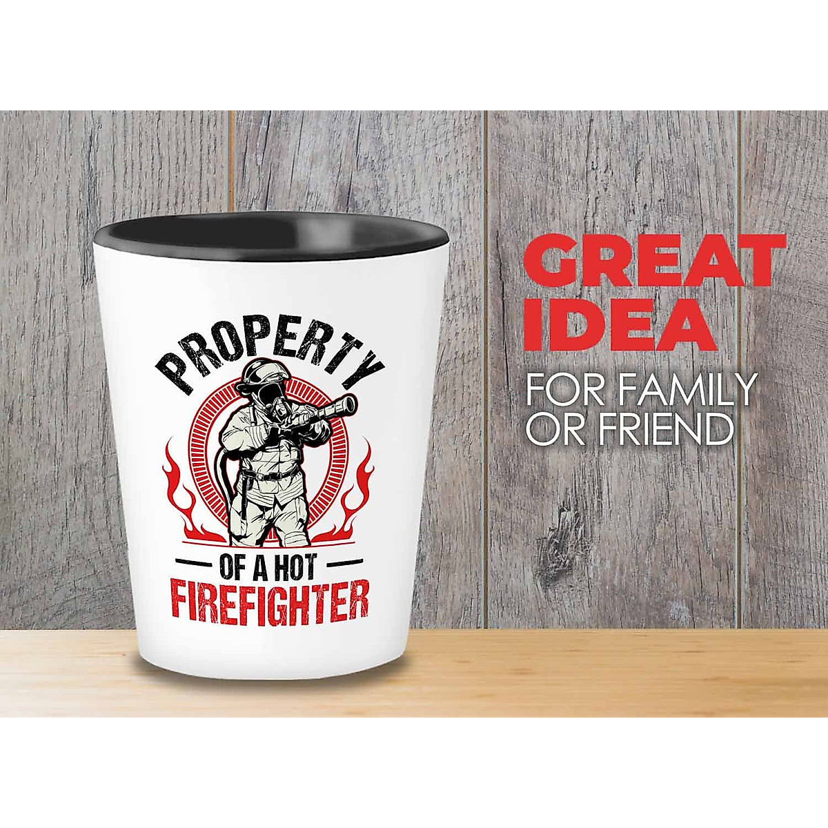 Bubble Hugs Firefighter Shot Glass 1.5oz - Property Of A Hot - Emergency Unit Firefighting Fire Academy Inspectors Profession Firetruck Sirens