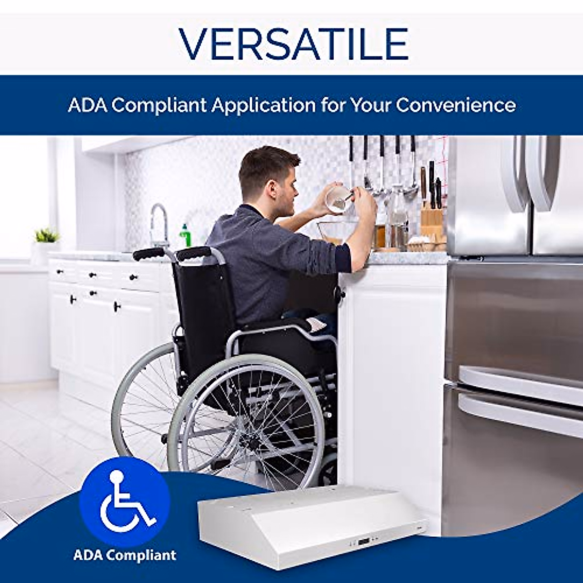 Broan-NuTone BCDJ130WH Glacier 30-inch Under-Cabinet 4-Way Convertible Range Hood with 3-Speed Exhaust Fan and Light, White