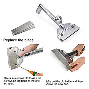 SHANGPEIXUAN Grill Scrapers, Heavy Duty Casting Aluminum Commercial Griddle Scraper with 5 Blades and Small Slant Edge Grill Scraper