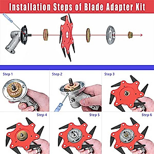 NeJesZoe Steel Trimmer Head, Upgraded 6 Teeth Razors Trimmer Head, Weed Eater Blades Metal with Universal Adapter Kits, 65Mn Professional Steel Razor Blade Cutter Replacement for String Trimmers
