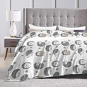 YISHOW Hedgehogs Seamless Pattern Fleece Couch Blanket,Plush Warm Flannel Throws Blankets for Youth Adult 60"X50"