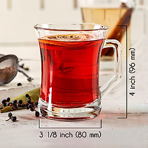 Glass Coffee Mugs for Hot Beverages with Handle, 7 ½ Ounce Hot or Cold Drinks, Glass Tea Cup, Turkish Tea Glasses, Set of 6,