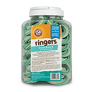 Arm & Hammer for Pets Ringers Fresh Breath Dental Treats for Dogs, Value Pack, 32 Pcs | Dog Dental Chews Fight Bad Dog Breath, Plaque & Tartar Without Brushing | With Baking Soda