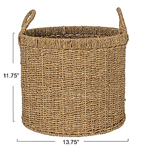 Household Essentials Round Seagrass Basket with Handles, Natural