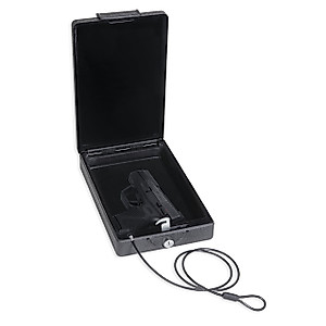 Bulldog Cases Car Safe with Key Lock, Mounting Bracket and Cable in Black ,11.3 x 6.9 x 2.2 inches