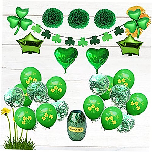 jojofuny 1 Set white ballons white balloons st patricks day balloons irish carnival latex balloons paper garland burlap banner balloons kit emulsion decorate pompom four leaf props